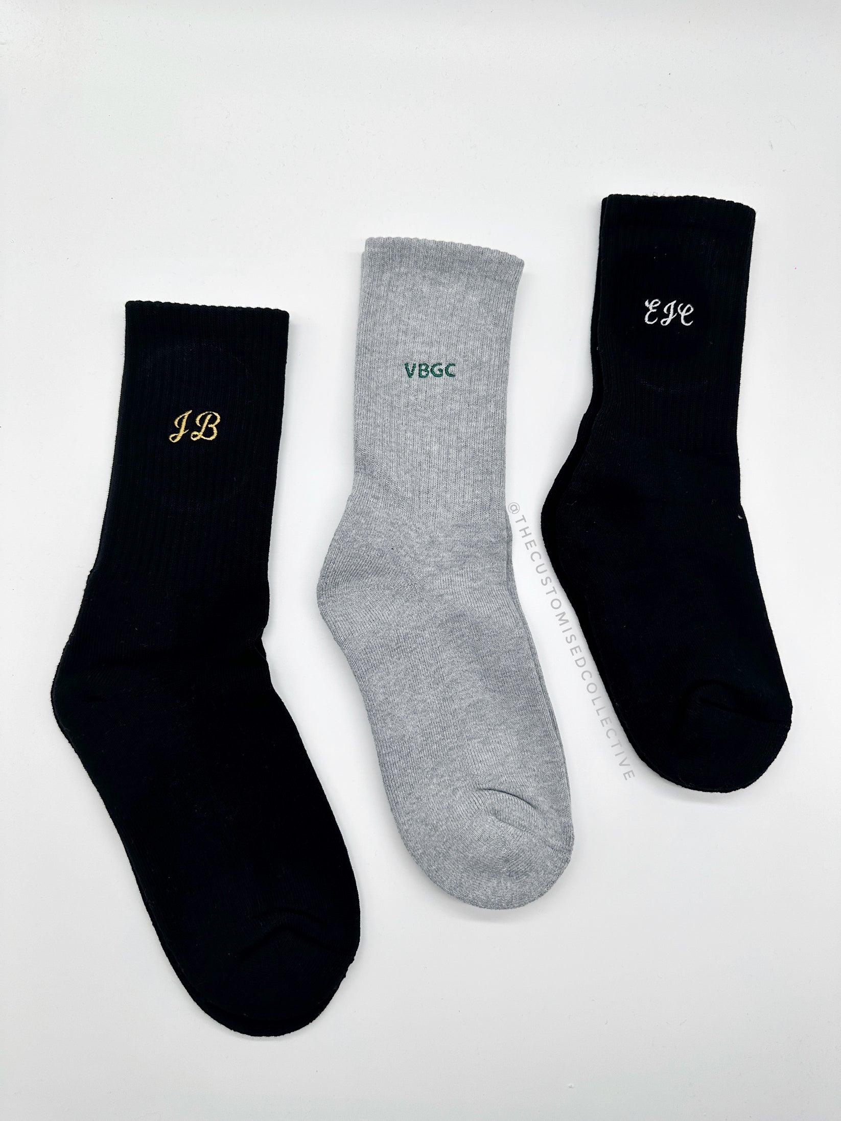 Personalised socks with initial embroidery – Thecustomisedcollective